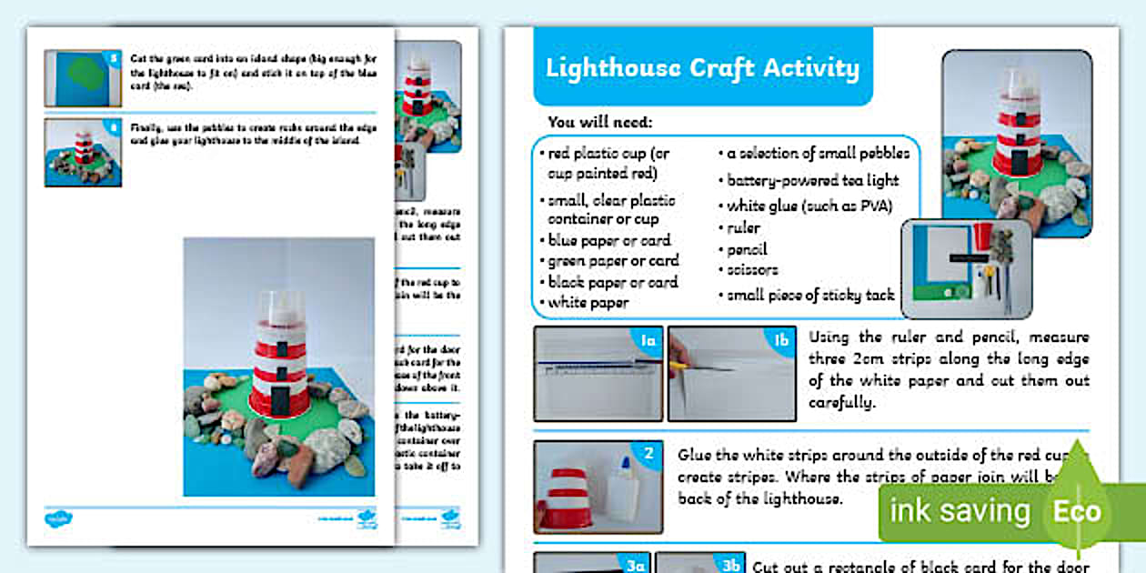 Lighthouse Craft Instructions (teacher made) - Twinkl